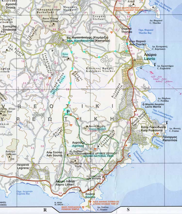 Maps & directions for the Lavrio area